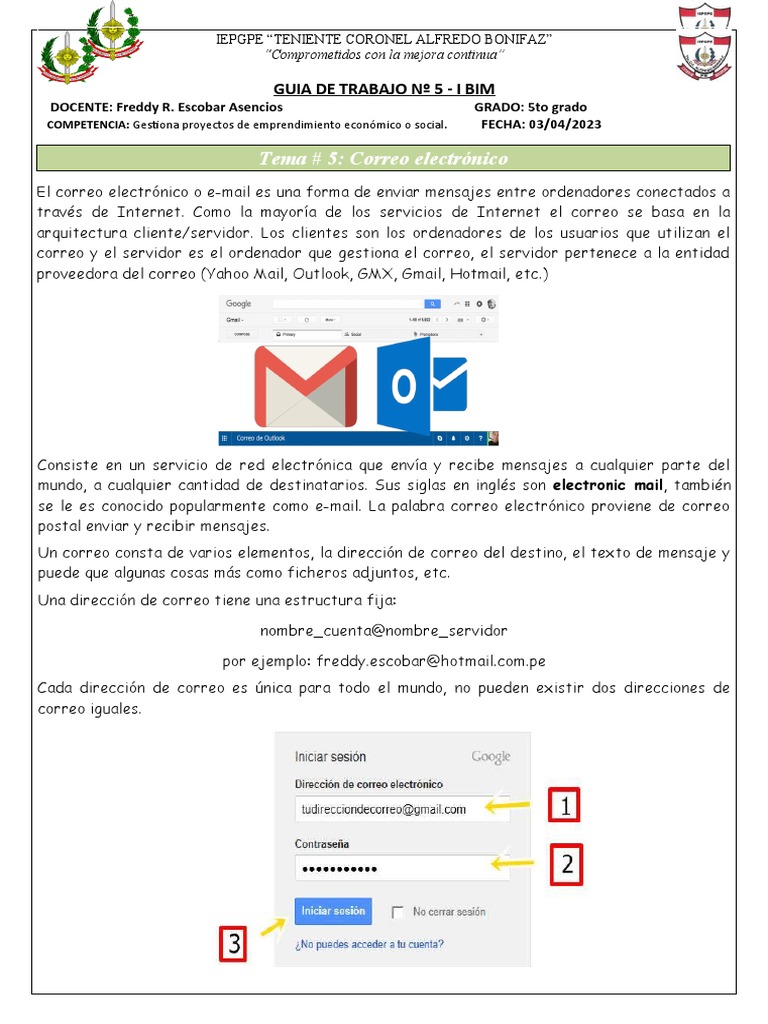 Tema 5-Correo Electronico-5to Grado-I Bime-2023 | PDF | Informática | Comunicación por medio de ...