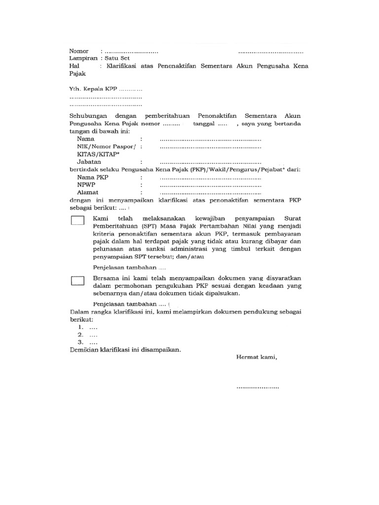 Surat Jawaban Konfirmasi WP | PDF