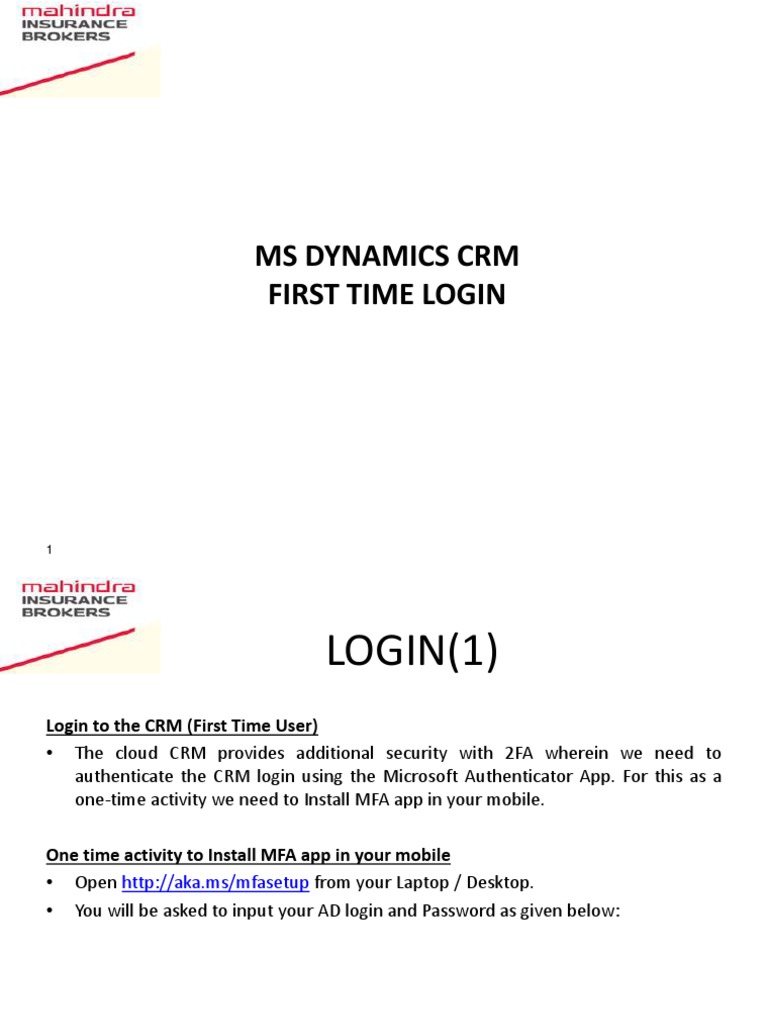 First Time Login Guidelines in CRM | PDF | Mobile App | Login