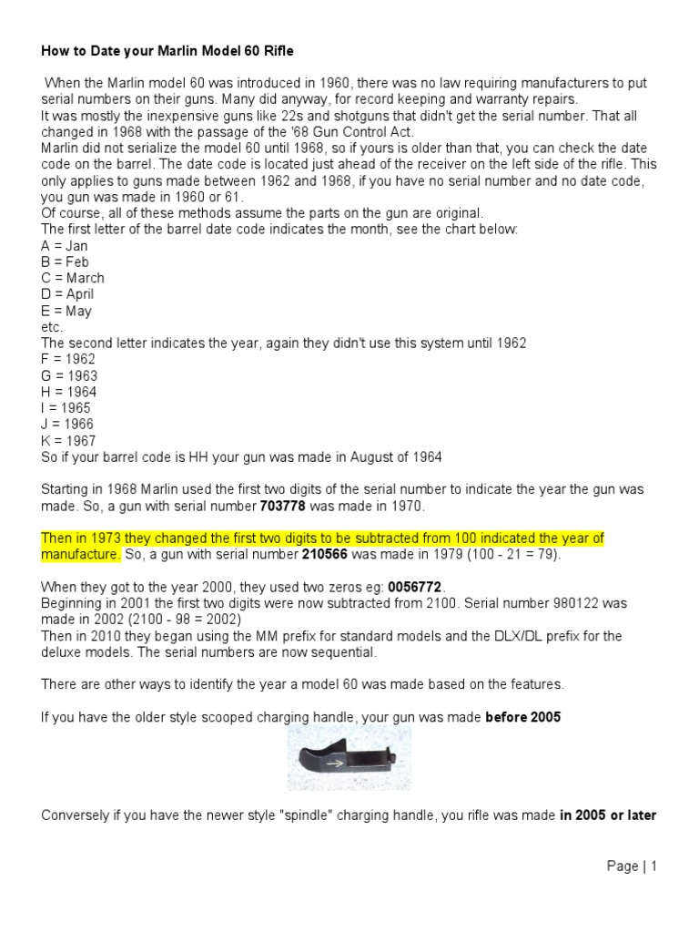How To Date Your Marlin Model 60 Rifle | PDF | Rifle | Gun