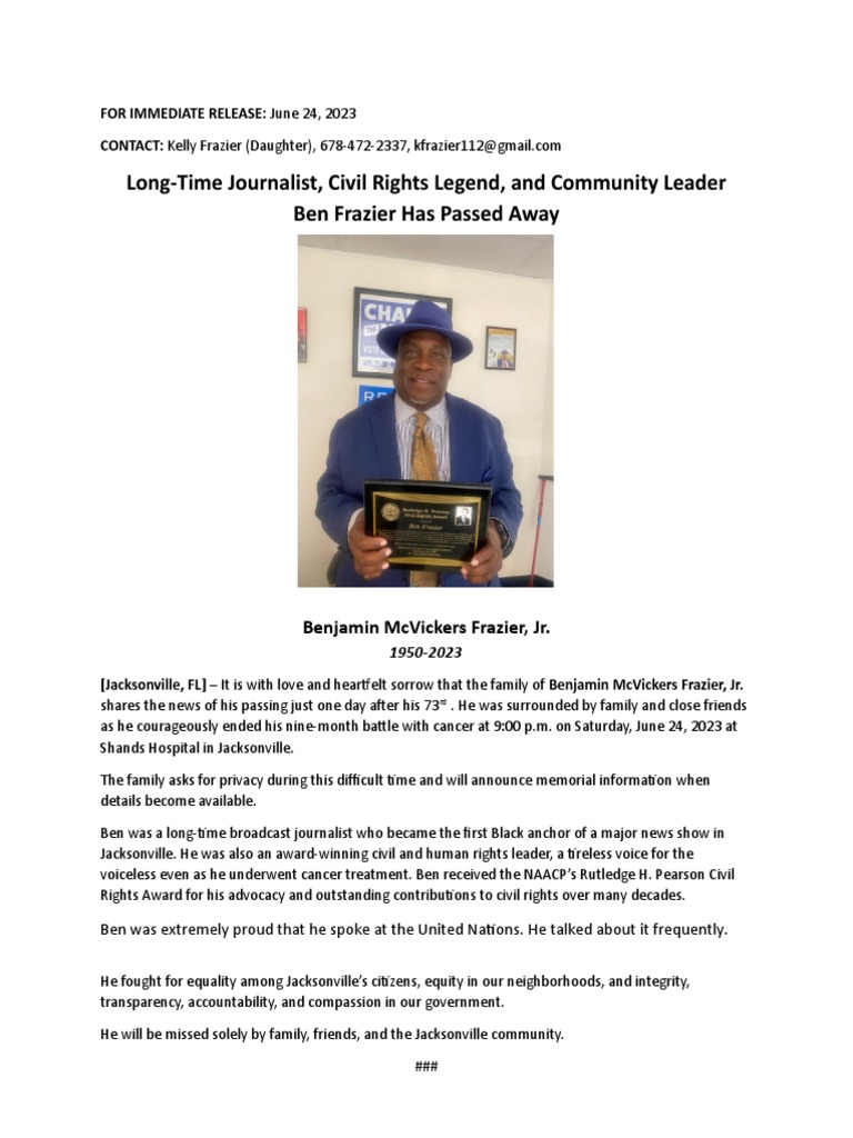 Ben Frazier: A Legacy of Advocacy | PDF | Social Science