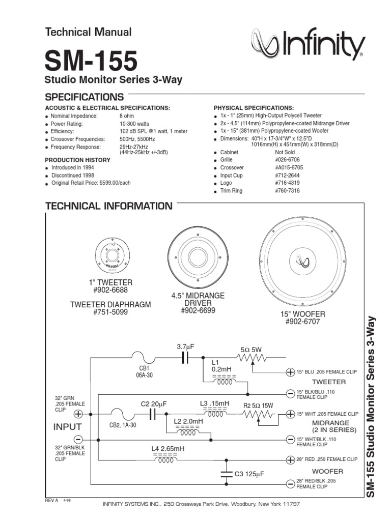Infinity sm155 | PDF | Manufactured Goods | Electricity