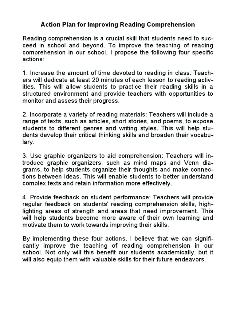 Action Plan for Reading Comprehension | PDF