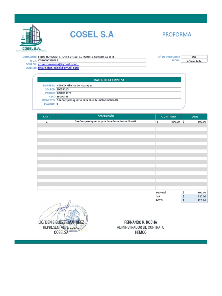 Proforma Diseño de Motor #5 - 001 | PDF