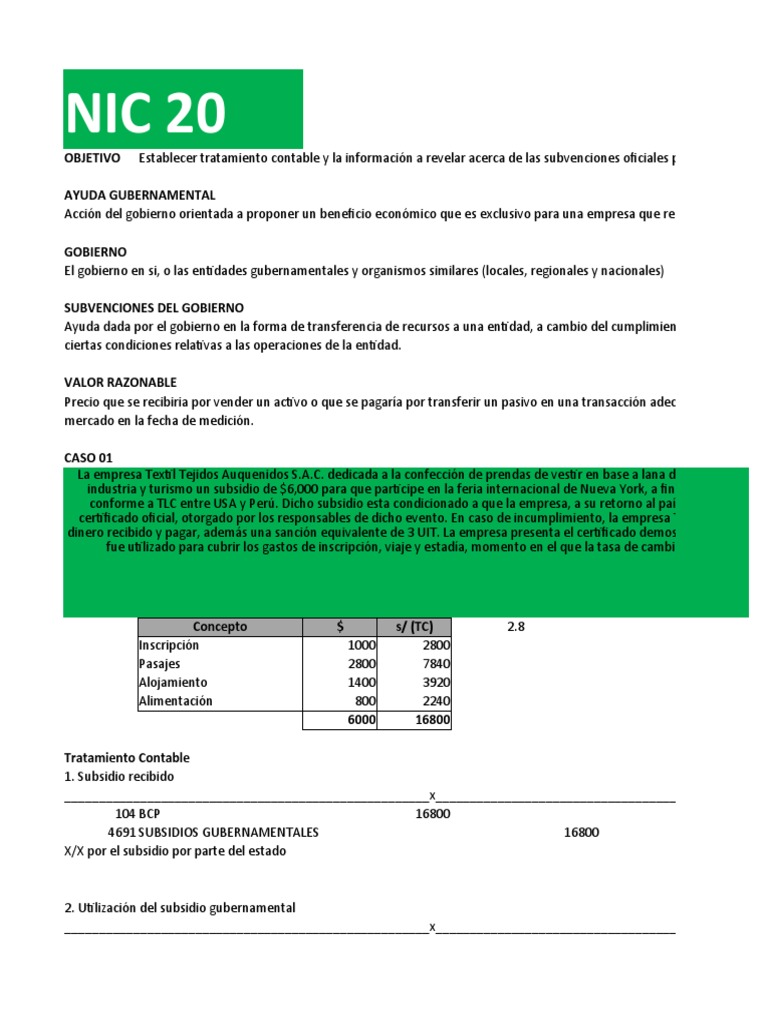 Casos NIC 20 | PDF | Subvención | Contabilidad