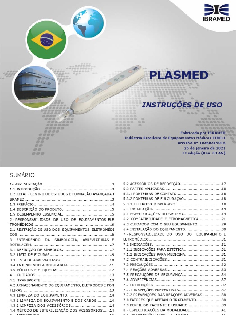 Instruções de Uso do Equipamento PLASMED | PDF | Esterilização ...