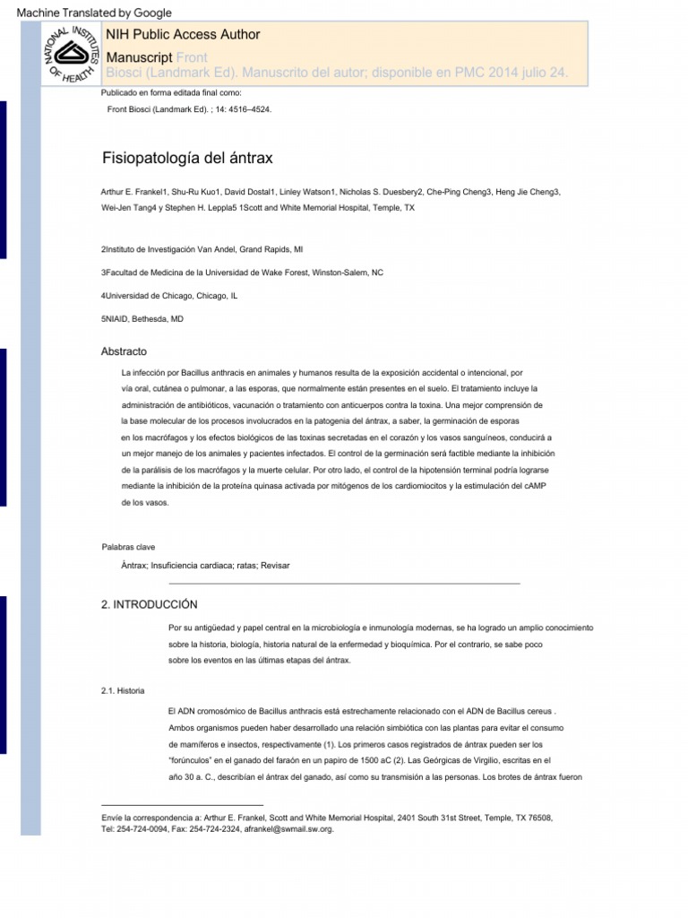 Pathophysiology of Anthrax | PDF | Ántrax | Macrófago