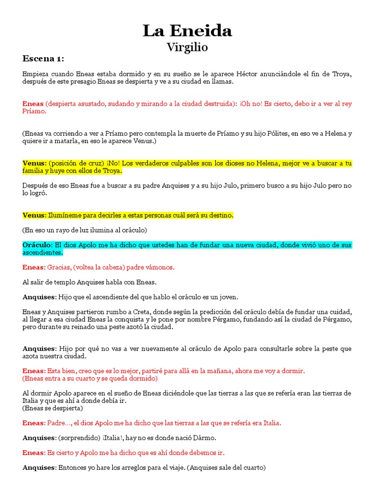 La Eneida Versión Teatro | PDF | Eneas | Cupido