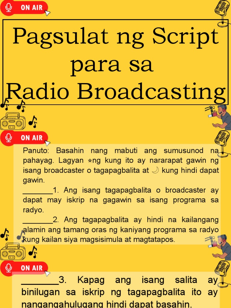 Pagsulat NG Iskrip Sa Radio Broadcasting | PDF