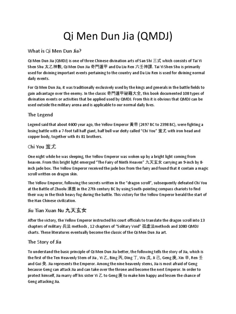 Qi Men Dun Jia (QMDJ) | PDF | Room | China