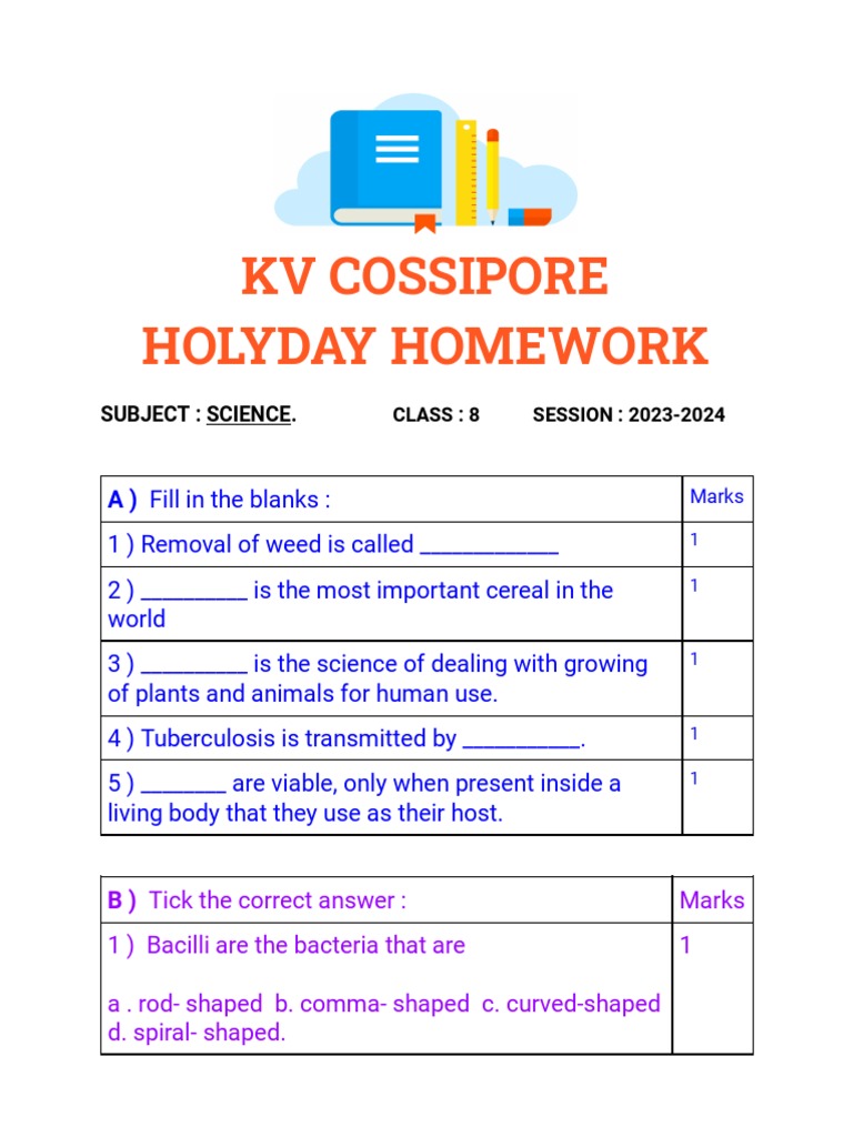 Holyday Homework Class 8 | Download Free PDF | Bacteria | Plants