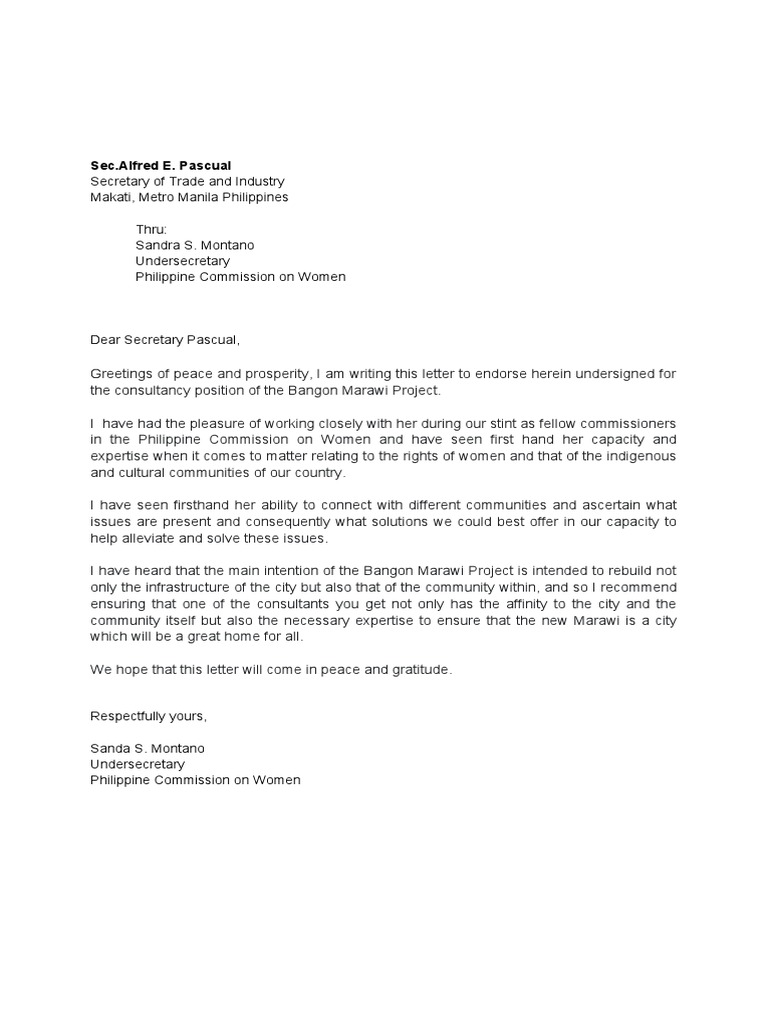 Letter of Reccomendation Usec.montano | PDF