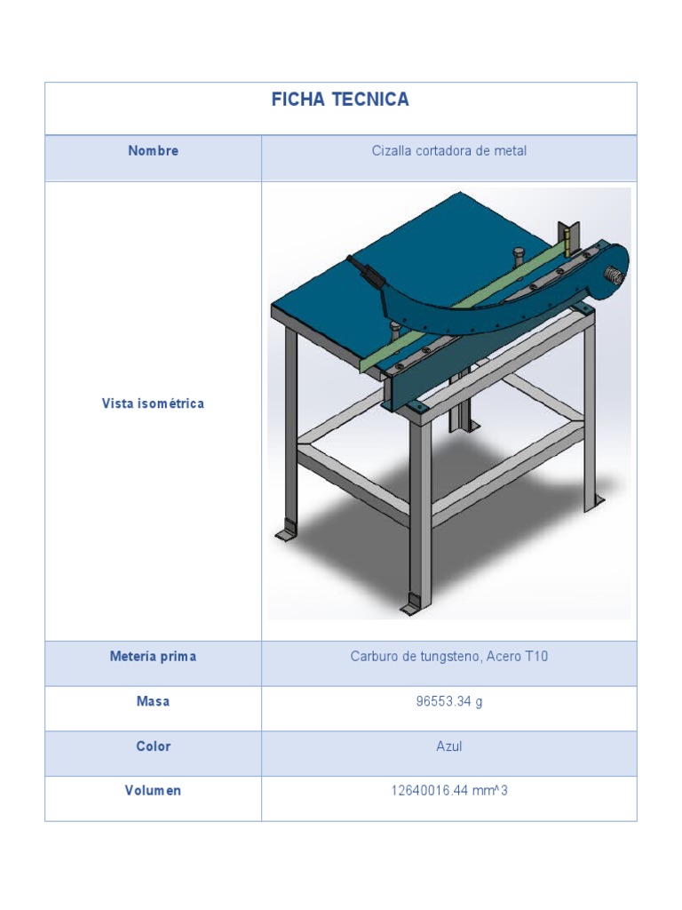 Ficha Tecnica de Cizalla | PDF