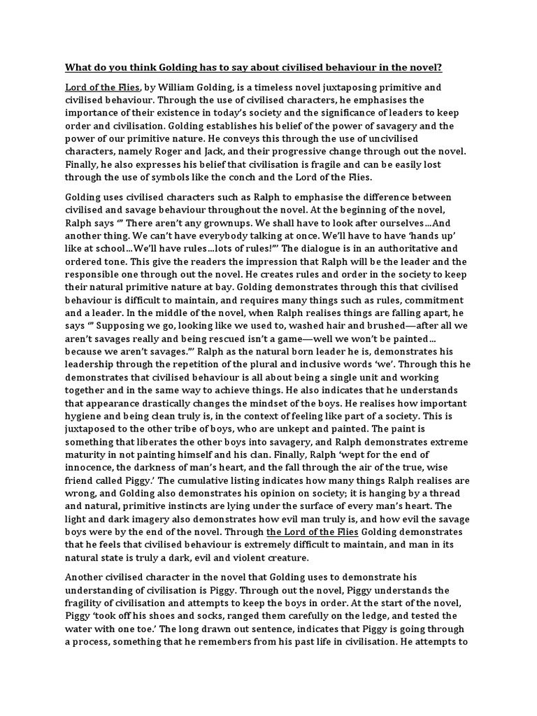 Lord of The Flies Essay | PDF