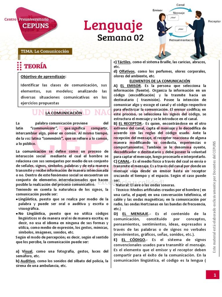Lenguaje Sem 02 | PDF | Comunicación | Cognición