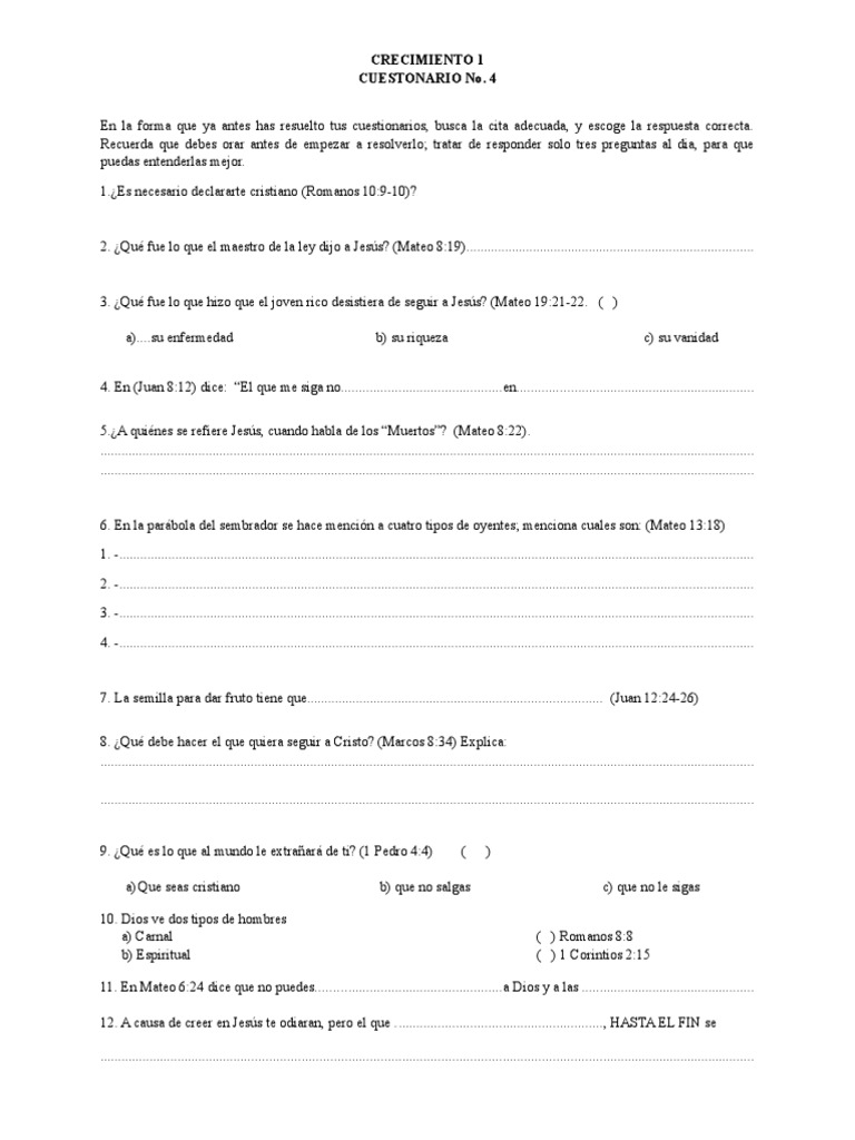 Crecimiento 1 Cuestionario No. 4 | Descargar gratis PDF | Jesús ... Crecimiento 1 Cuestionario No. 4 | Descargar gratis PDF | Jesús ...