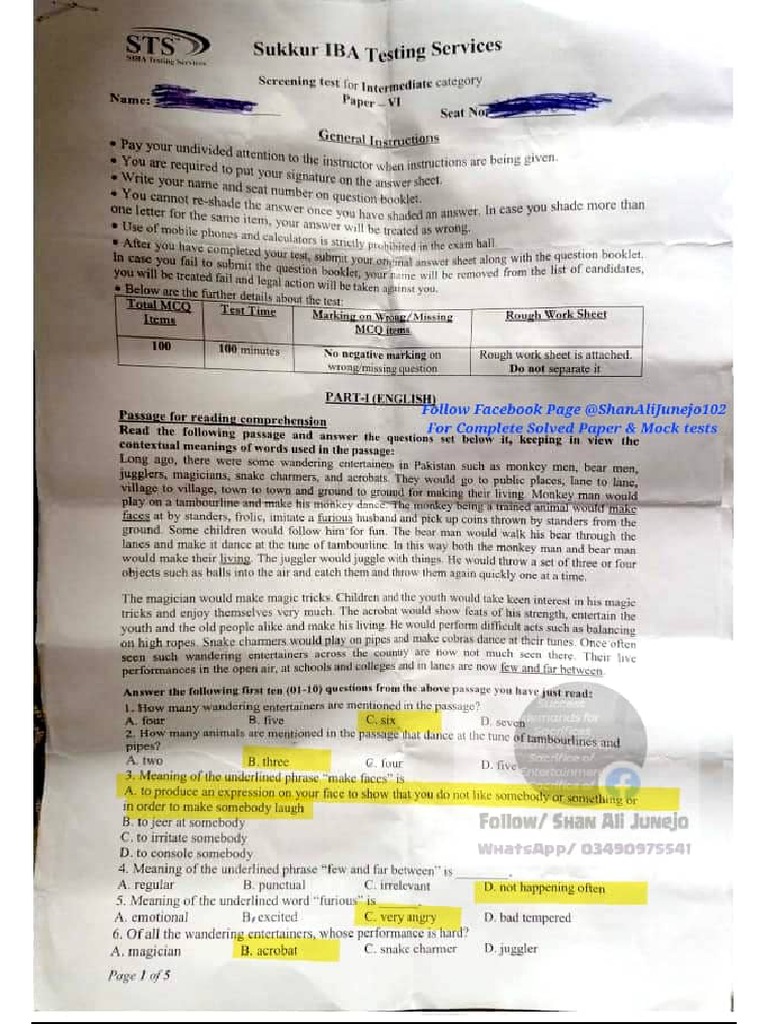 Solved STS Paper 6 Held On 23 June 2023 Intermediate Category | PDF