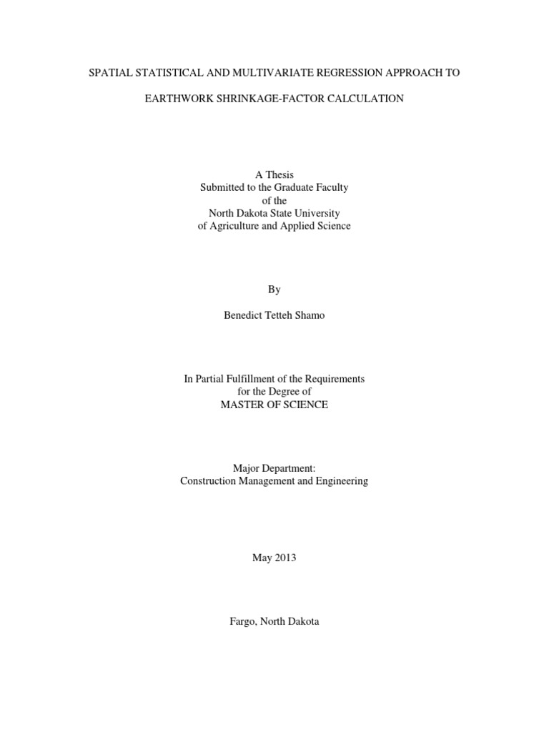 Spatial Statistical And Multivariate Regression Approach To Earthwork Shrinkage Factor