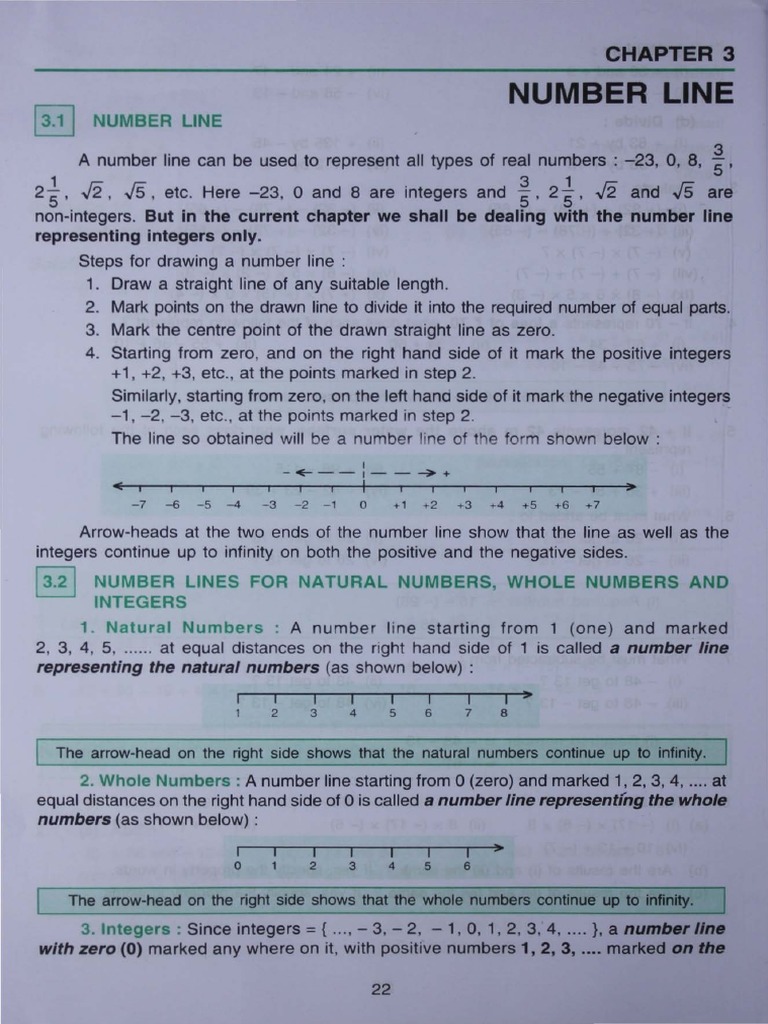 RKBansal6Ch03 Number Line | PDF | Numbers | Mathematical Objects
