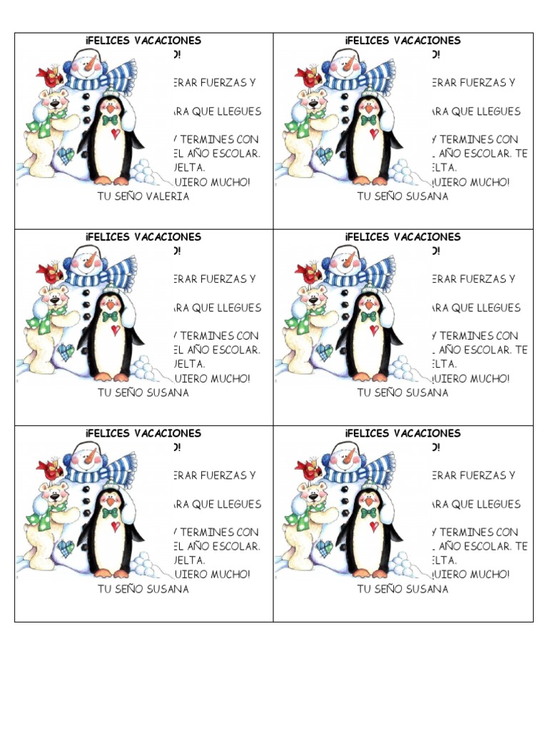 Tarjeta Felices Vacaciones de Invierno | PDF