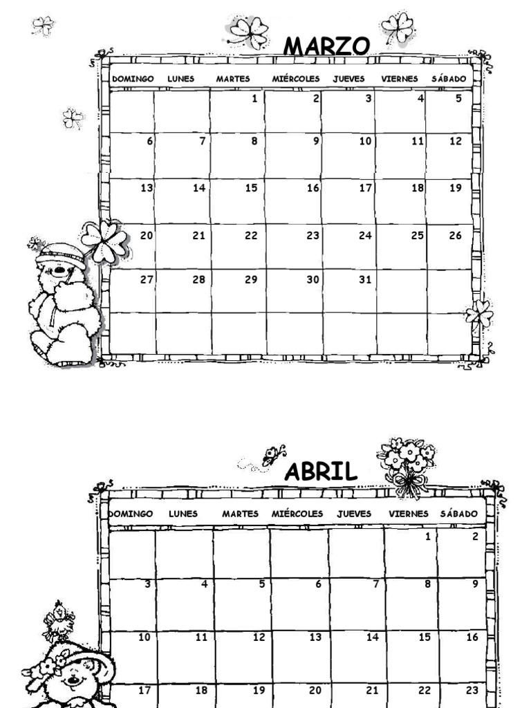 Almanaque-Meses para Completar 2016 - Osos | PDF