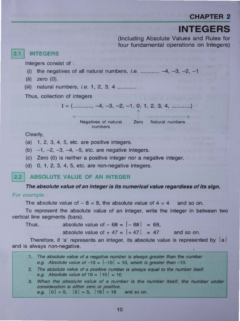 RKBansal6Ch02 Integers | PDF | Integer | Numbers