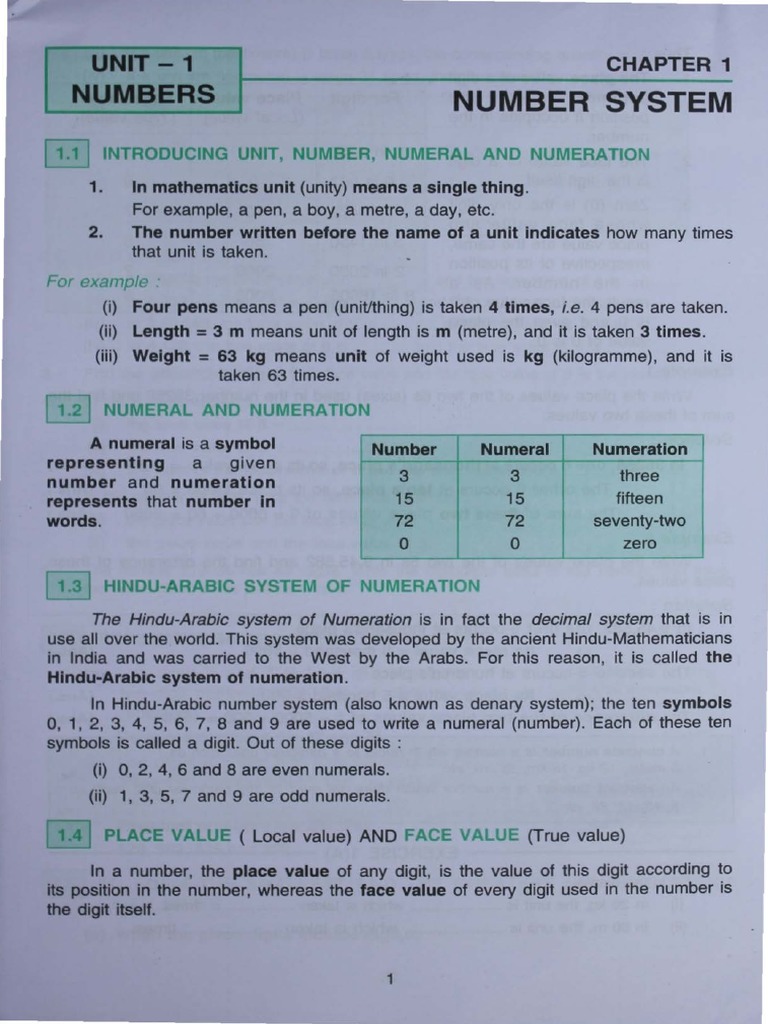 RKBansal6Ch01 Number System | PDF | Numbers | Integer