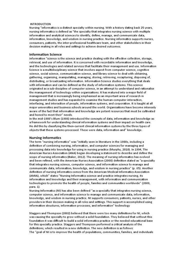 Nursing Informatics Pdf Health Informatics Nursing