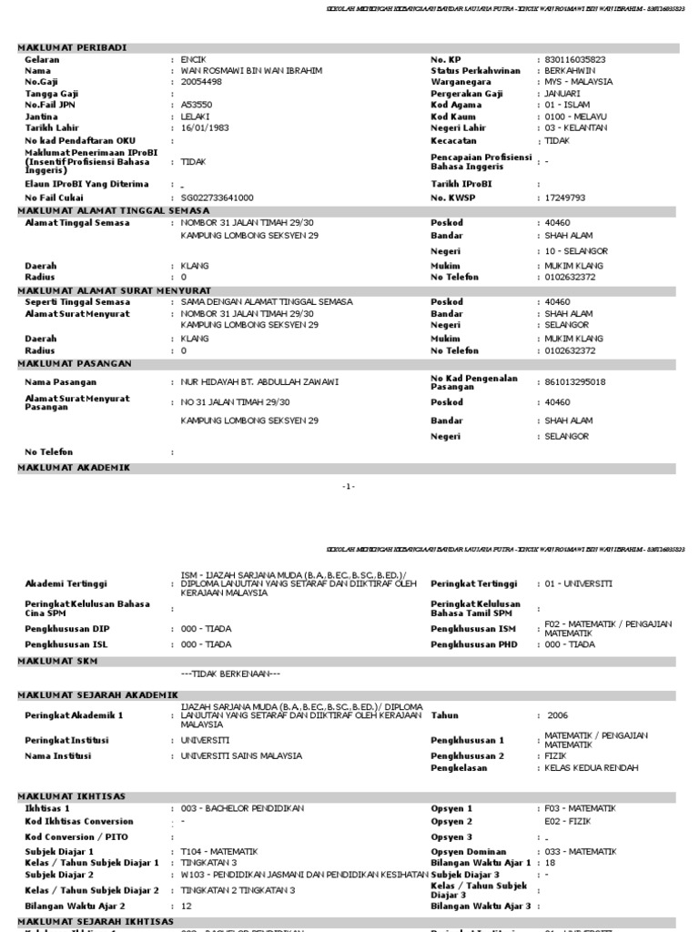 SK Paparan Semakan Data PDF | PDF