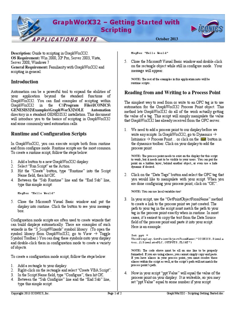 GraphWorX32 - Getting Started with Scripting (3) | PDF | Scripting Language | Visual Basic For ...