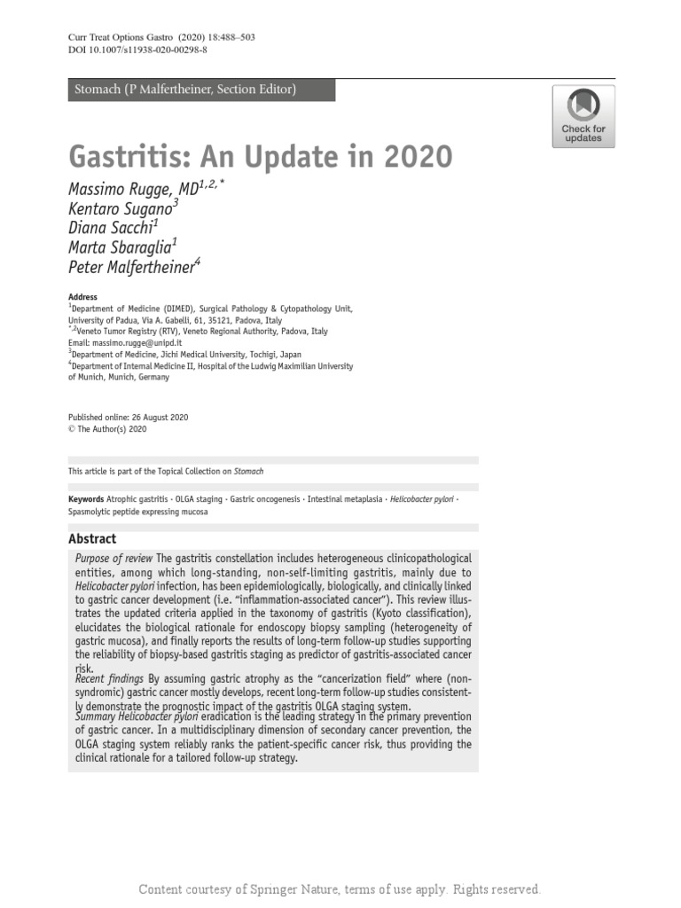 Gastritis Update: Diagnosis and Staging | PDF | Stomach | Indigestion