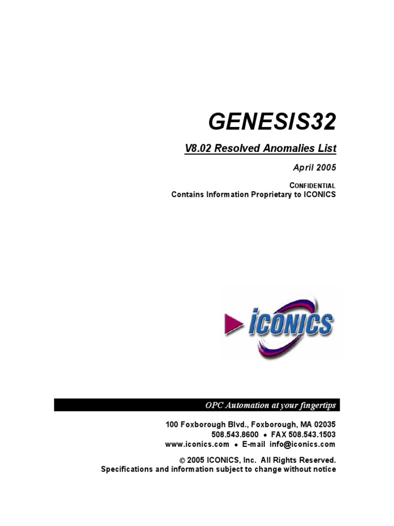 GENESIS32 V802 Resolved Issues | PDF | Windows Registry | Microsoft Windows