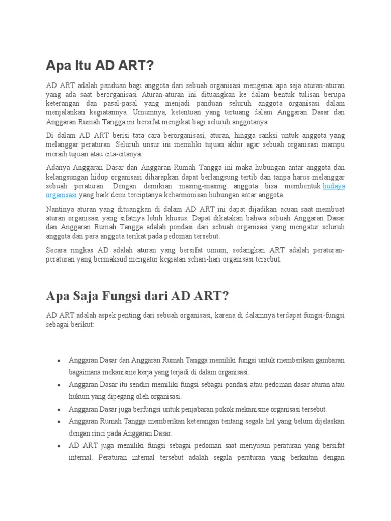 Apa Itu AD ART | PDF | Karier & Perkembangan