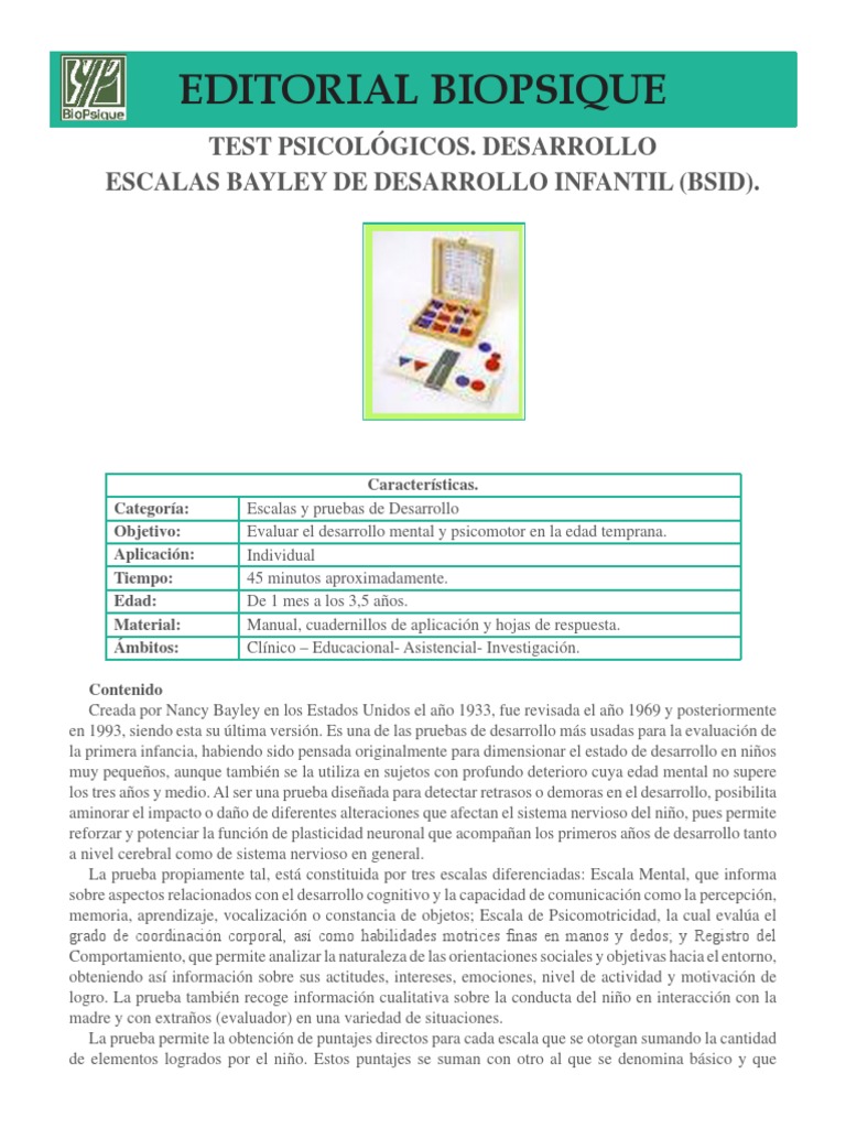 ATD3-Escalas Bayley-de-desarrollo-Infantil-BSID | PDF | Mente | Sicología