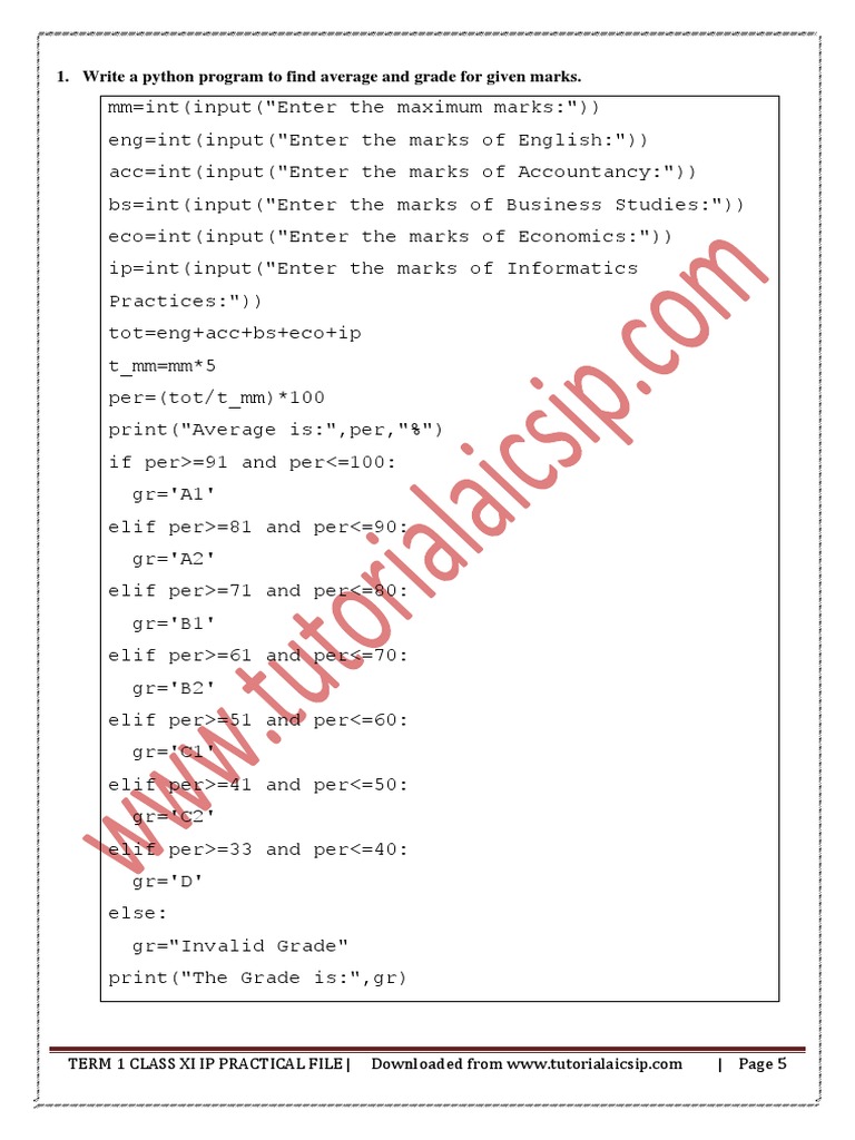 IP Prctical File Class XI | PDF | Area | Geometry
