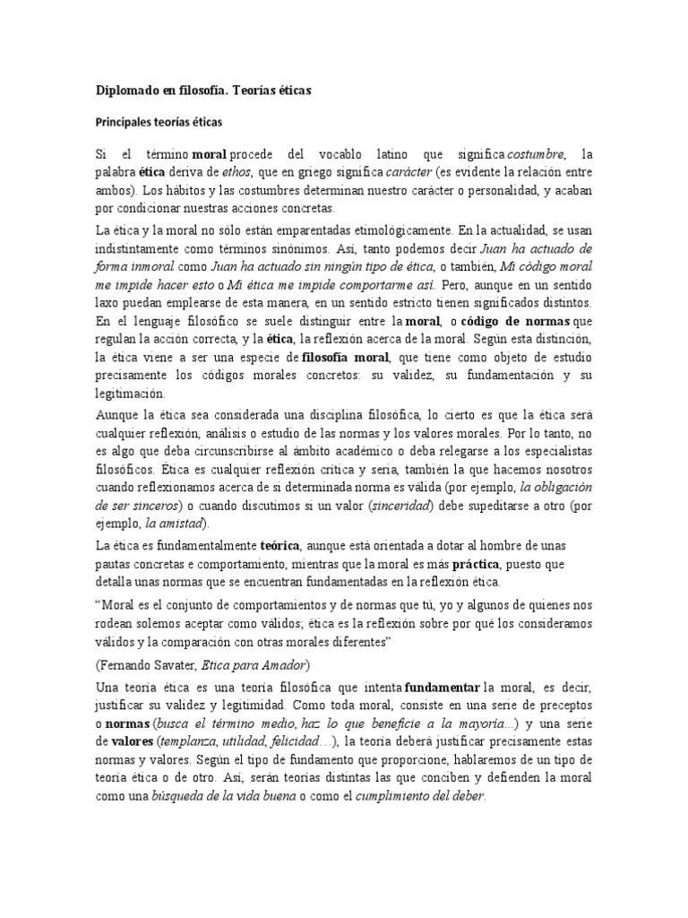 Teorias Eticas | PDF | Moralidad | Hedonismo