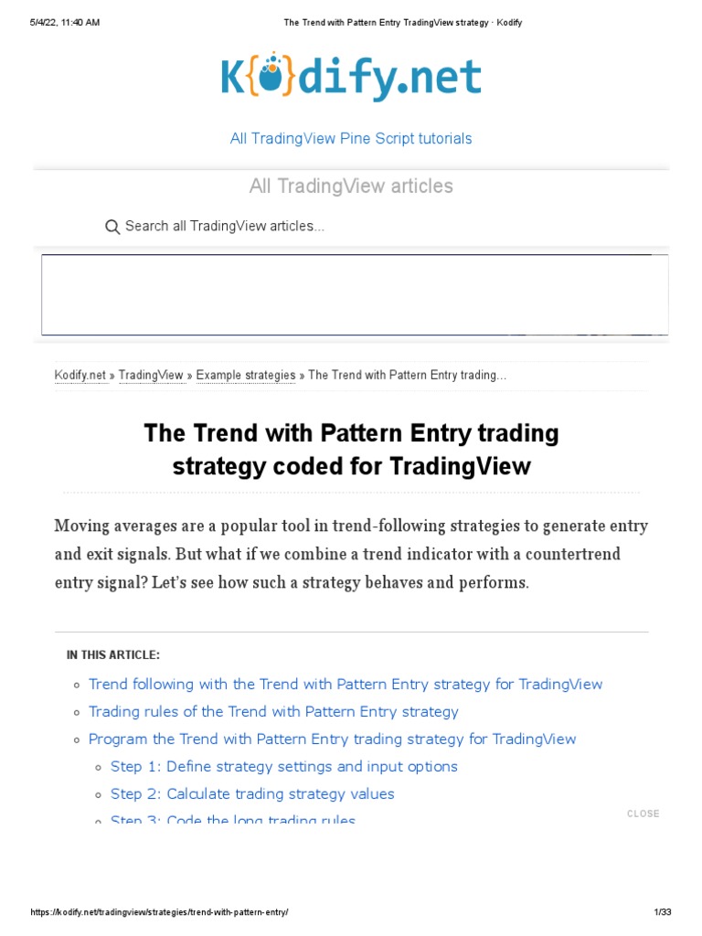 The Trend With Pattern Entry TradingView Strategy Kodify | PDF | Futures Contract | Moving Average