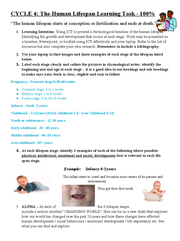 Year 7 HUMAN LIFESPAN Learning Task | PDF | Life Expectancy ...
