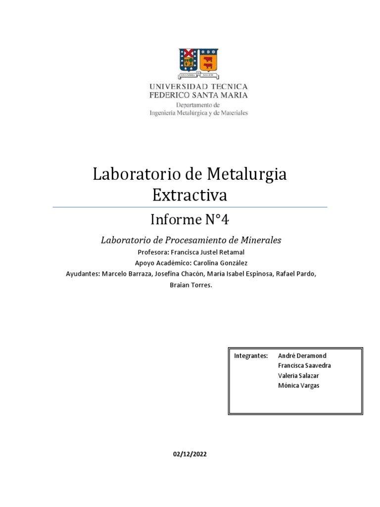 Inf4 MET102 Paralelo5 | PDF | Agua | Cobre