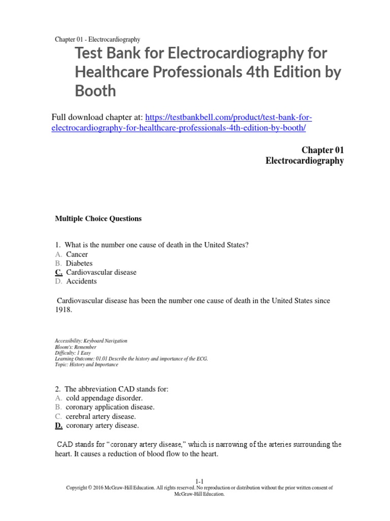 Test Bank for Electrocardiography for Healthcare Professionals 4th ...