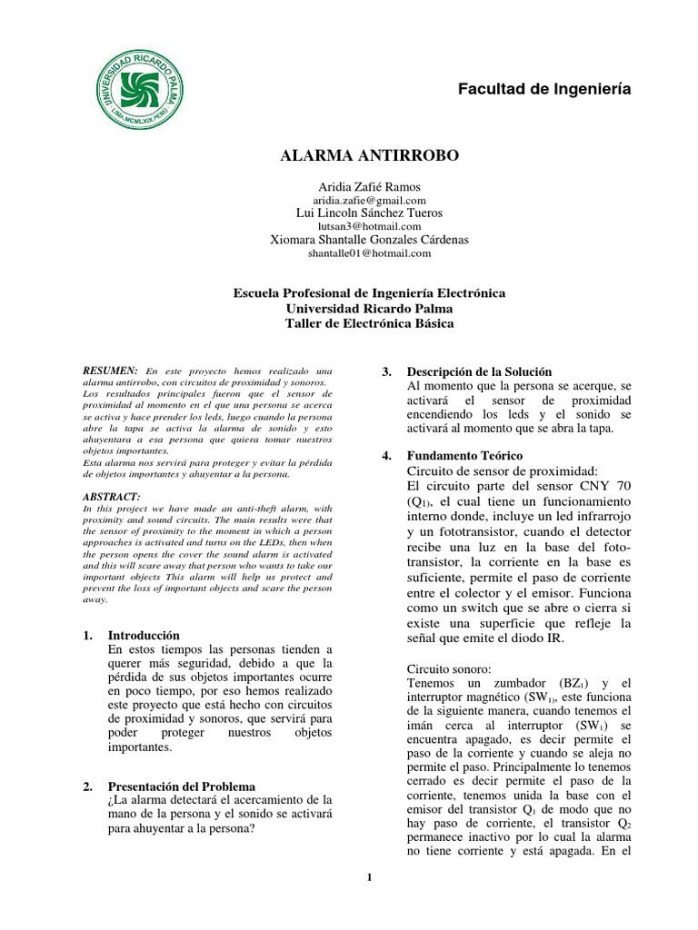 Alarma Antirrobo | PDF | Transistor | Ciencias fisicas