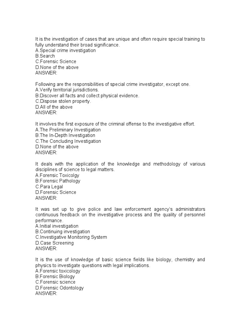 CDI 2 Final Exam Review | PDF | Crime Scene | Forensic Science