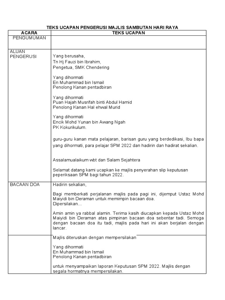 Teks Juruacara Penyerahan Slip SPM 2022 | PDF
