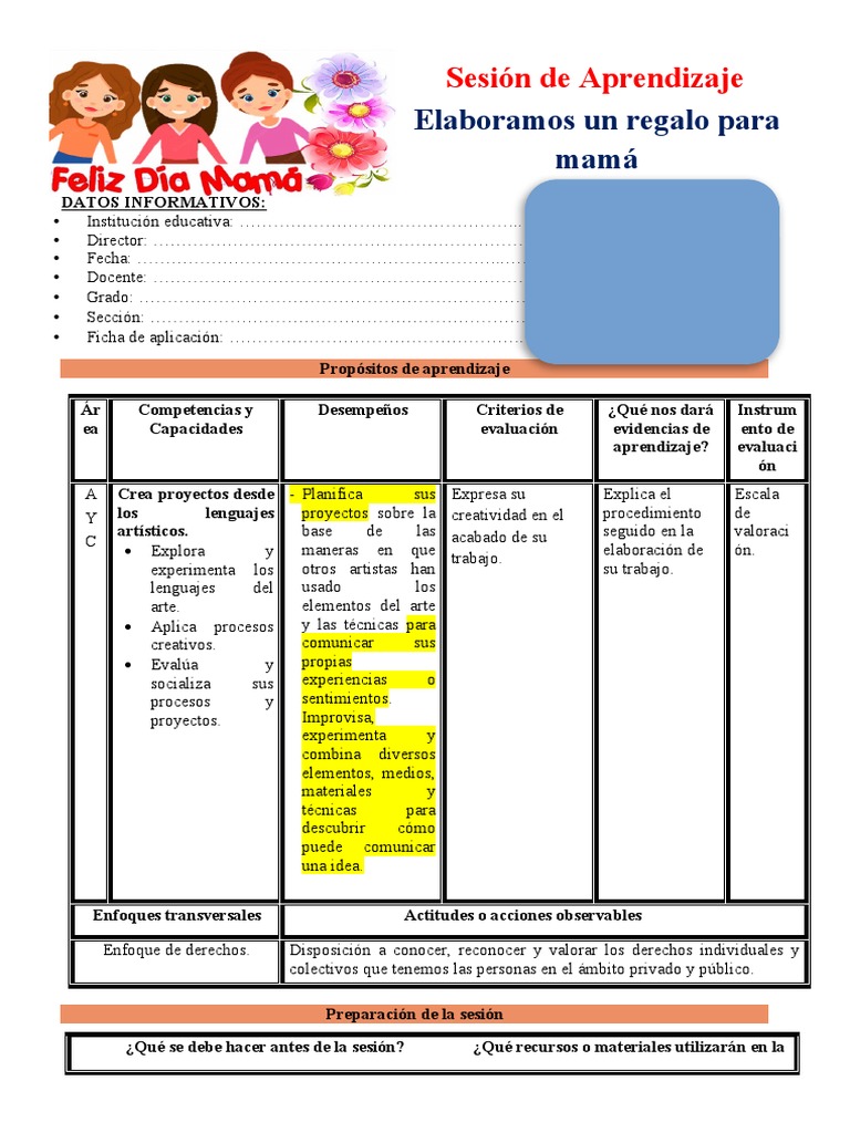 Material Día 5 Art Elaboramos Un Regalo para Mamá Experiencia 3 Semana ...