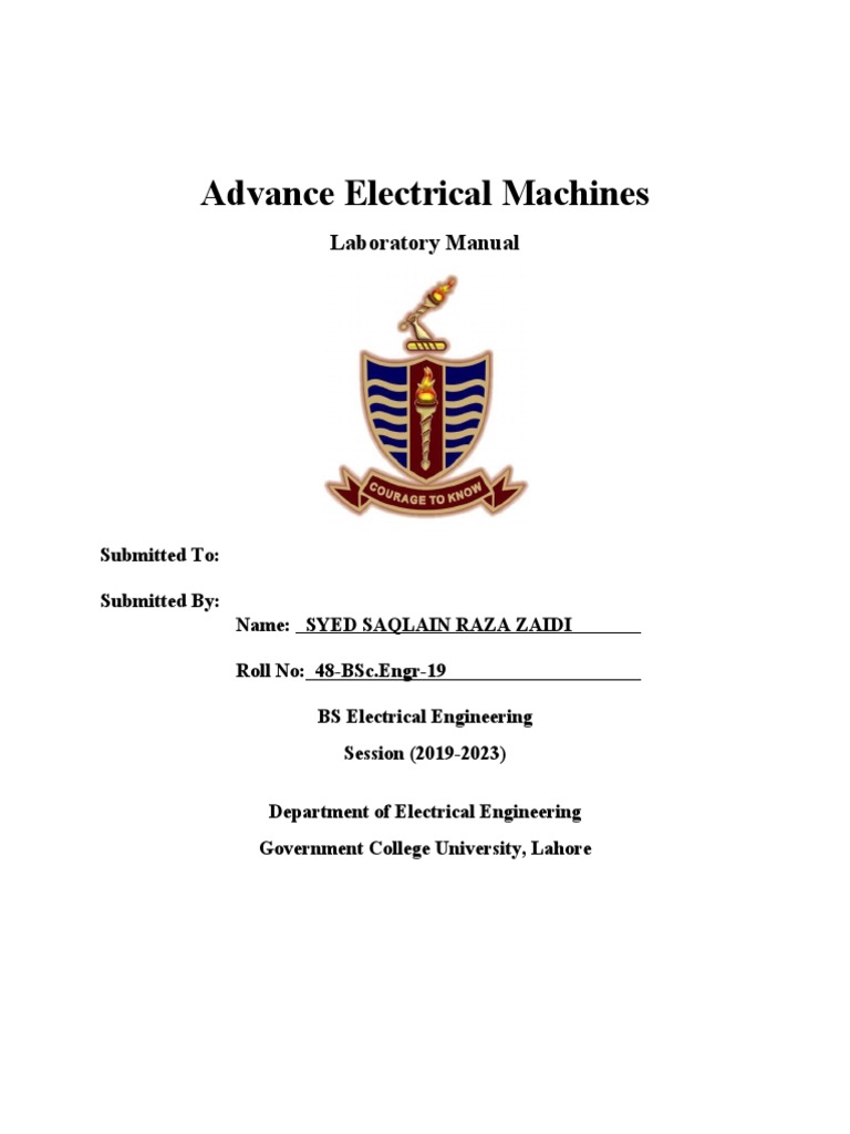 Electrical Machines Lab Manual | PDF | Electric Motor | Transformer