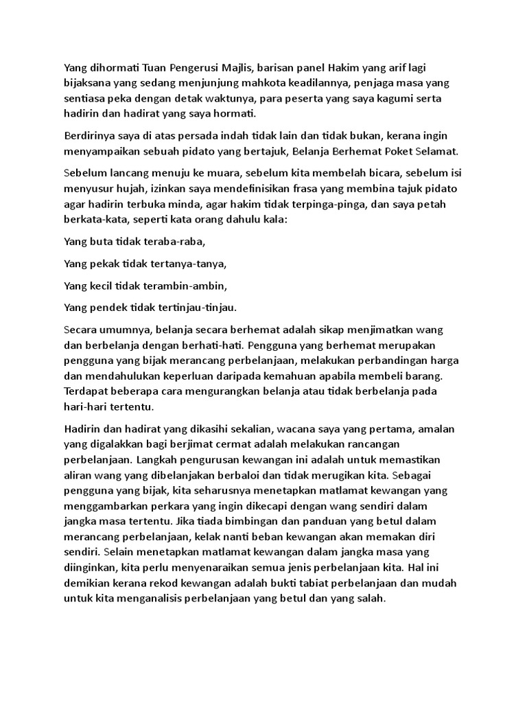 Pidato Bahasa Melayu | PDF | Bisnis