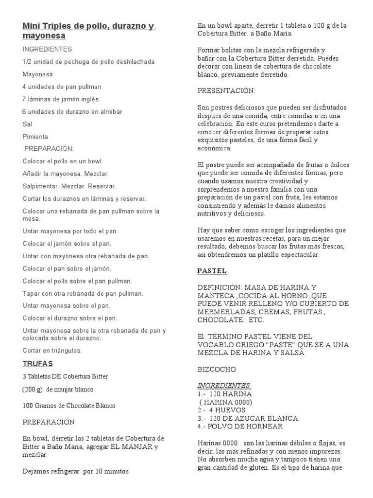 Mini Triples de Pollo | PDF | Panes | Pasteles