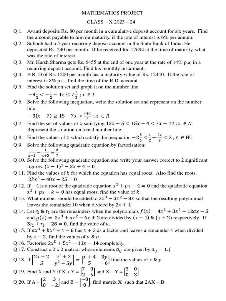 Maths Project | PDF | Factorization | Applied Mathematics