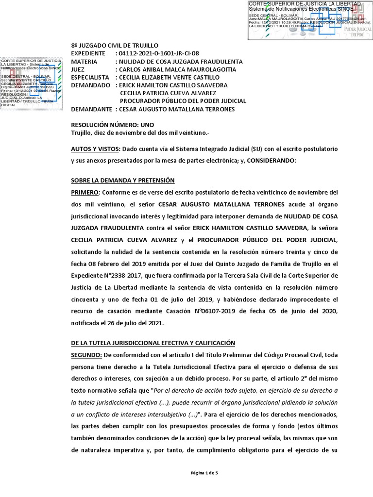 AUTO DE IMPROCEDENCIA DE DEMANDA | PDF | Ley procesal | Jurisdicción