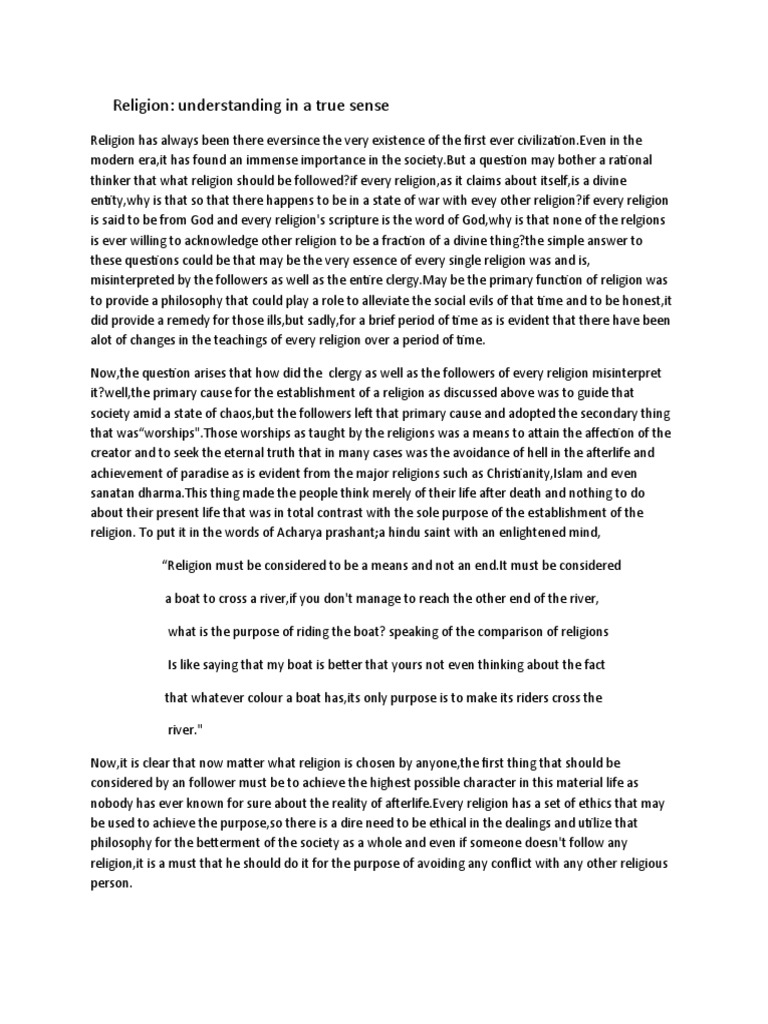 Religion - Understanding in A True Sense | PDF | Afterlife | God